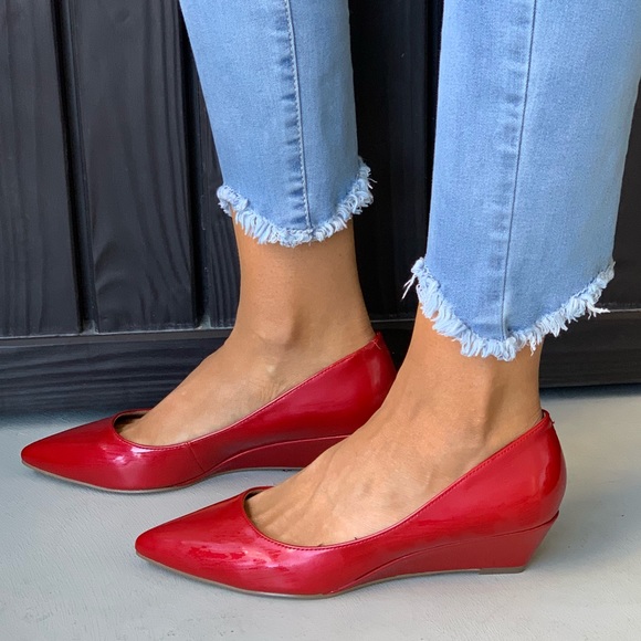 Urban Outfitters | Shoes | Ruby Red Pointy Ballet Demi Wedge Flats ...